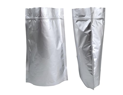 (50) - 8"x12"x4" Zip Seal Stand Up One Color Mylar Bag Gusseted Pouches - 5 mil Genuine Resealable Aluminum Foil-Lined Bag for Long Term Food, Grain, Baking, Coffee, Storage Container