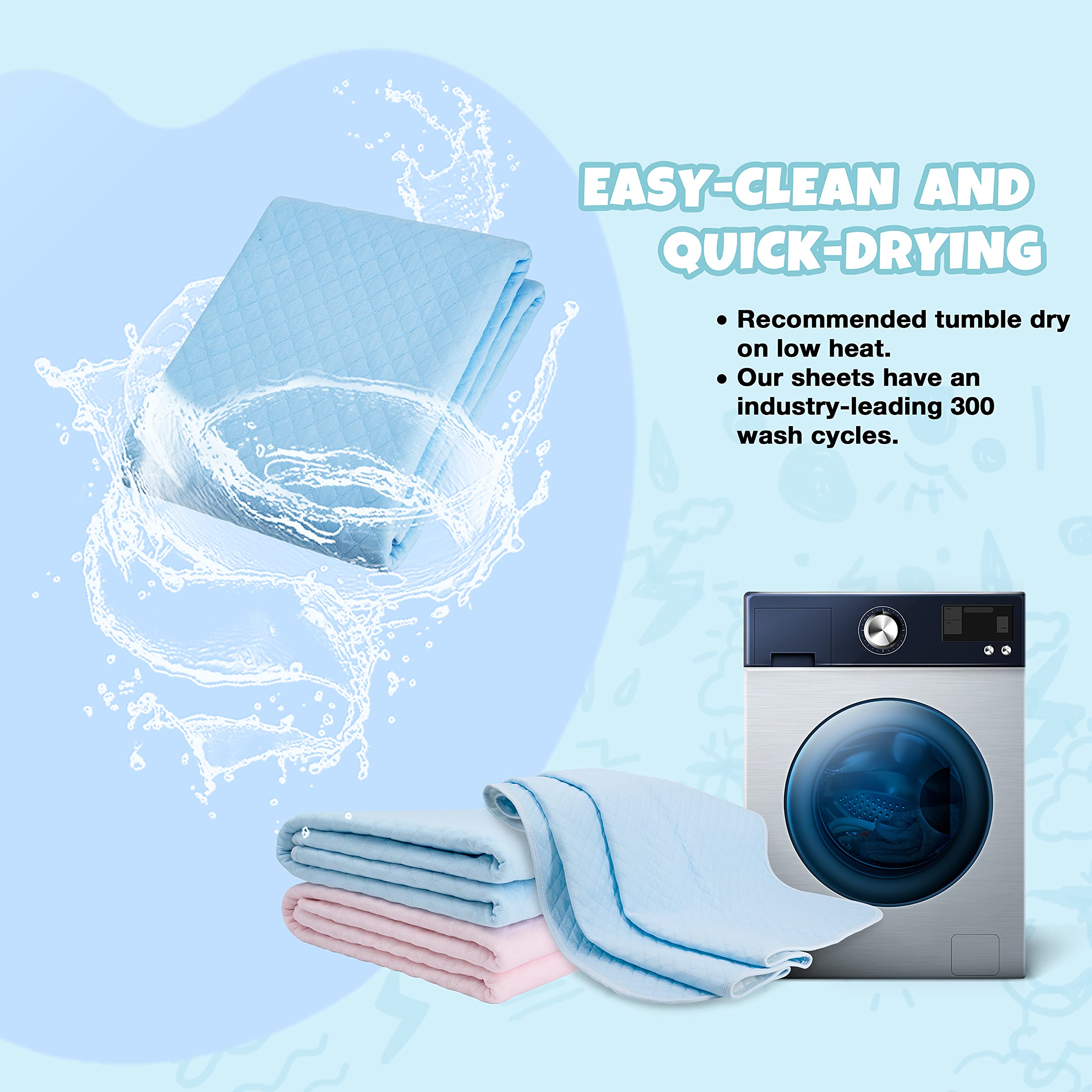 [Upgrade] CLOVERCAT 2 Pack Large Size 35x27” Bed Pads Washable Waterproof Mattress Protector, Reusable Incontinence Pee Pads for Bed Wetting Toddlers, Adults, Elderly, Women or Kids, Children