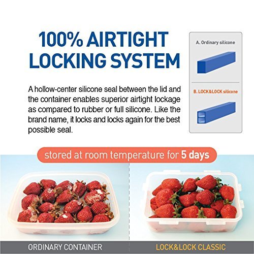 (Pack of 6) LOCK & LOCK Airtight Square Food Storage Container 29.41-oz / 3.68-cup