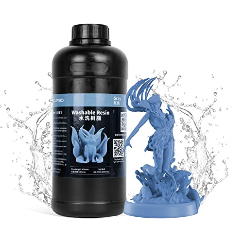 【Third-generation washable resin】NOVA3D Water Washable 3D Resin Lower Odor LCD 3D Rapid Resin 405nm Photopolymer Resin for LCD 3D Printing, Grey, 1000g