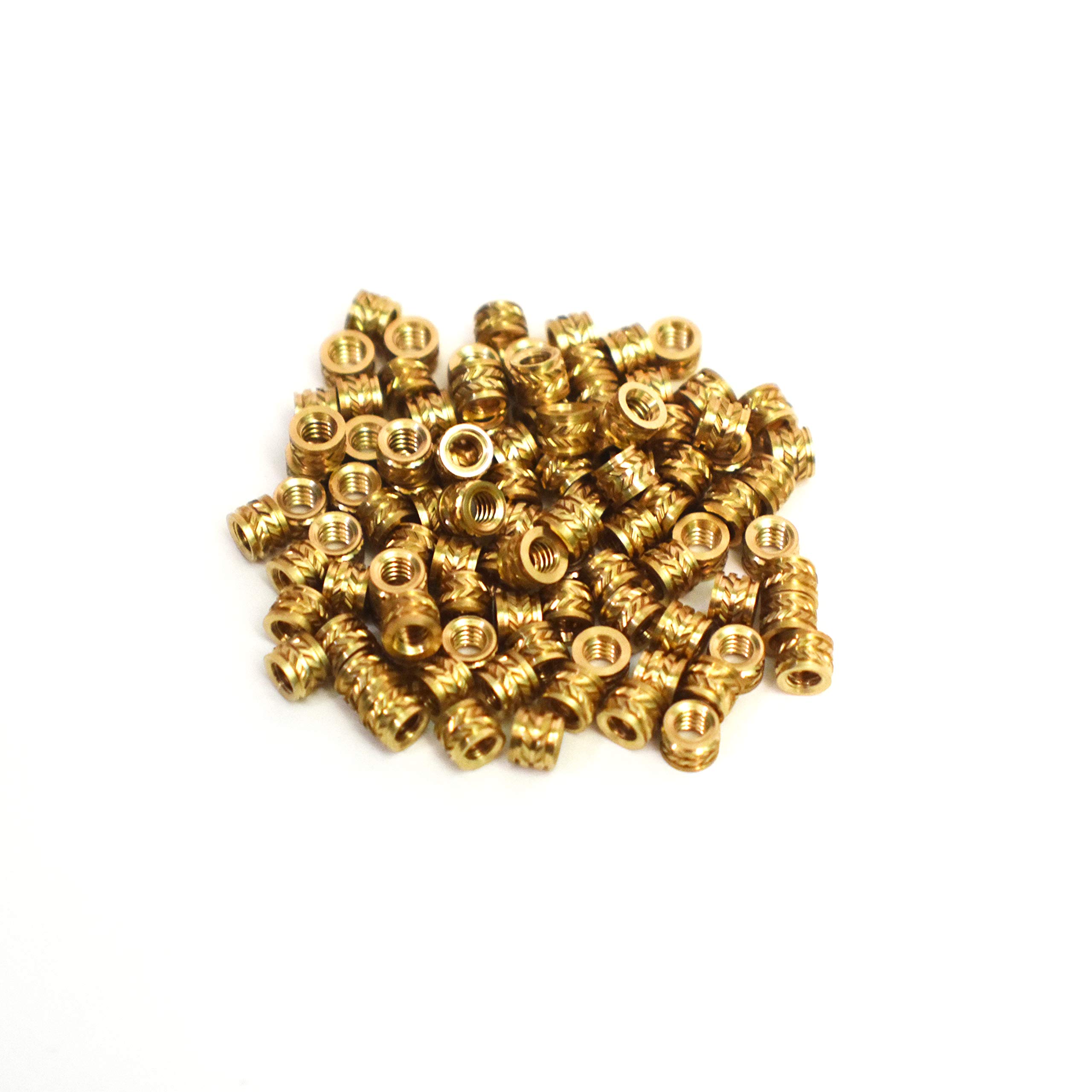 [ J&J Products, Inc ] 4-40 Brass Insert 100pcs, 0.179 in OD, 0.135 in Length, Female 4-40 Thread, Press Fitting or Injection Molding Type, 100 pcsL8