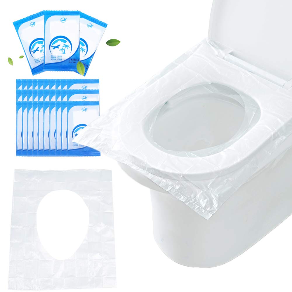 100 Pack Disposable Plastic Toilet Seat Covers,Portable Potty Seat Covers for Travel,Toilet Seat Protectors for Toddler Potty Training,Pregnant Mom,Individually Pack