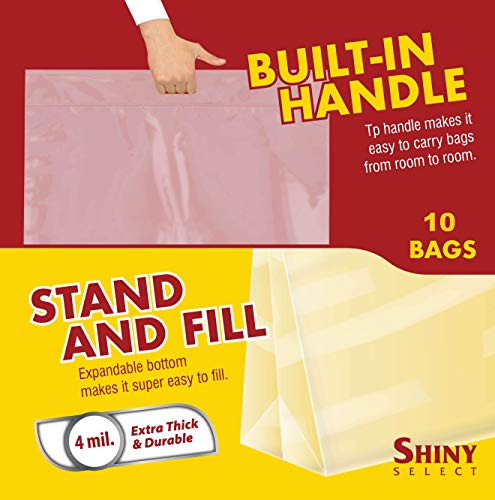 [ 10 COUNT ] Jumbo Zipper Top Storage Bags With Carry Handles - X-Large 8 Gallon Jumbo Size Clear Heavy Duty Super Thick 4 Mil. Plastic - For Moving, Traveling, Storage, Organization & Clothing