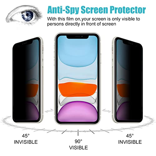 [3 Pack] Privacy Screen Protector for iPhone 11/iPhone XR Anti-Spy Tempered Glass Film Upgrade 9H Hardness Case Friendly Easy Installation Bubble Free 3D Touch Support [6.1 inch]