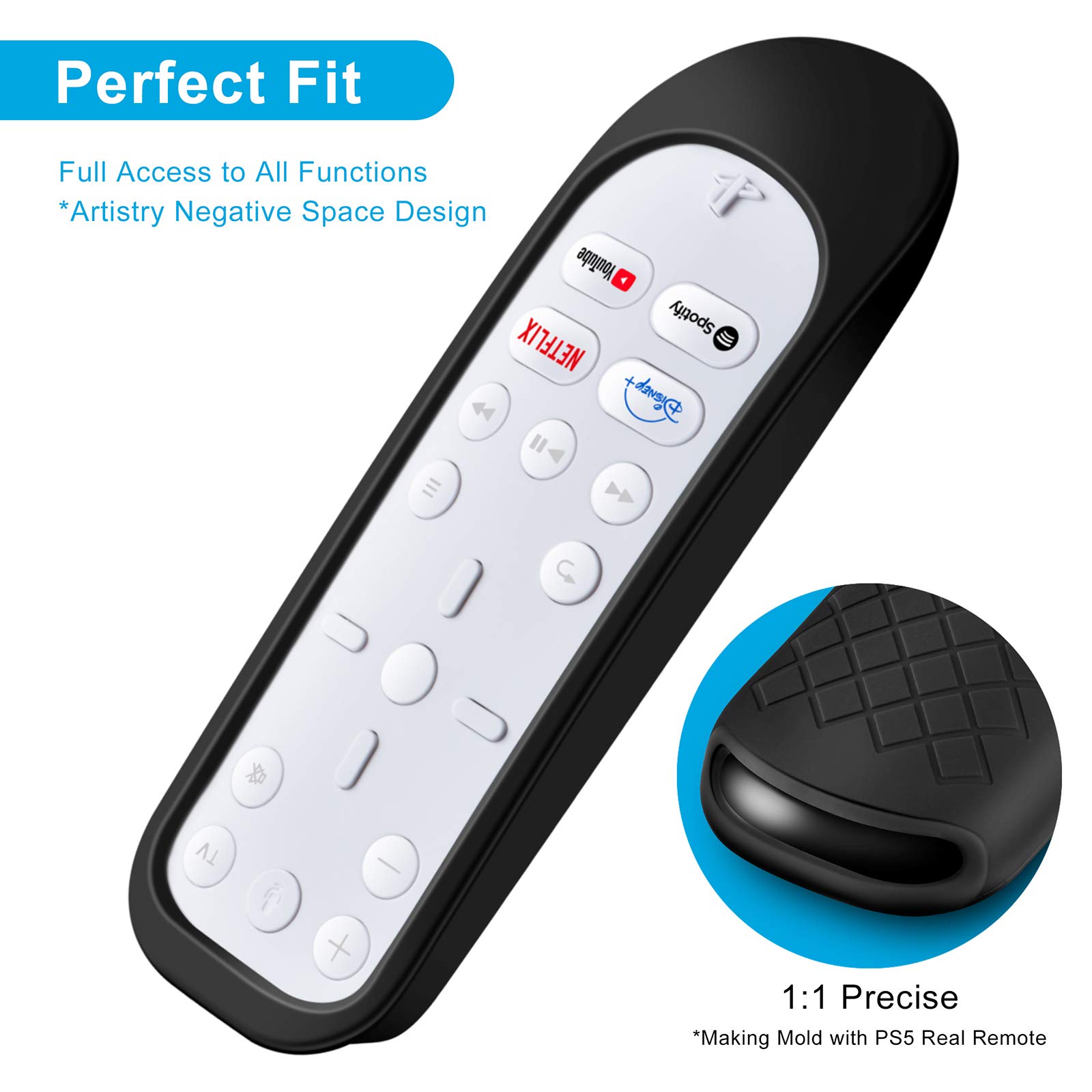 [2 Pack] Silicone Cover for PS5 Remote Control, Protective Skin for Sony PS5 Media Remote, with Hand Strap, Shockproof, Anti-Slip, Skin-Friendly - Black/White