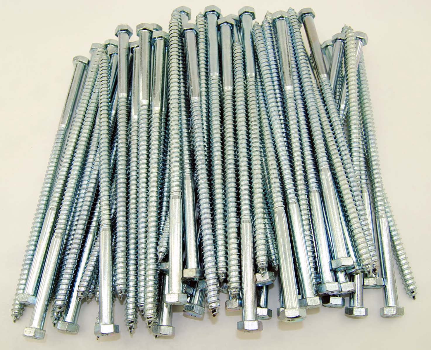 (25) Hex Head 3/8 x 10 Lag Bolts Zinc Plate Wood Screws