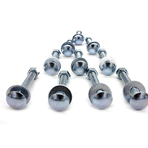 (4 pc) 3/8-16 x 6 Long Square-Neck Carriage Bolts Set w/Nuts & Washers,Zinc-Plated,Carbon Steel Grade 2,by Fullerkreg