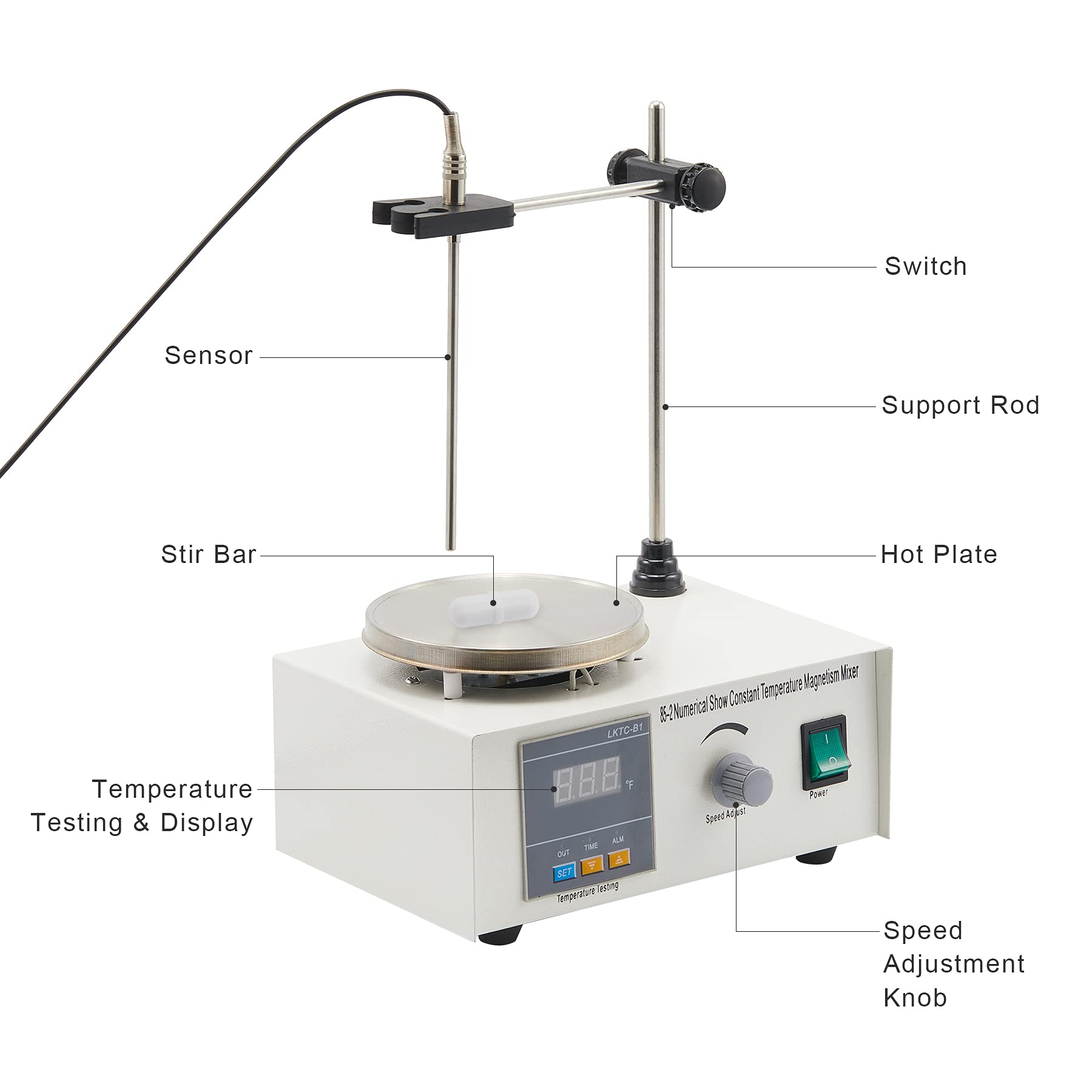 VONOYA Magnetic Stirrer, Magnet Stirrer with Digital Temperature Display & Speed Adjusting, Magnetic Mixer with Hot Plate & Magnetic Stirrer Bar, Home Lab Homebrew Kitchen Stirrer, 200W, 1000ML.