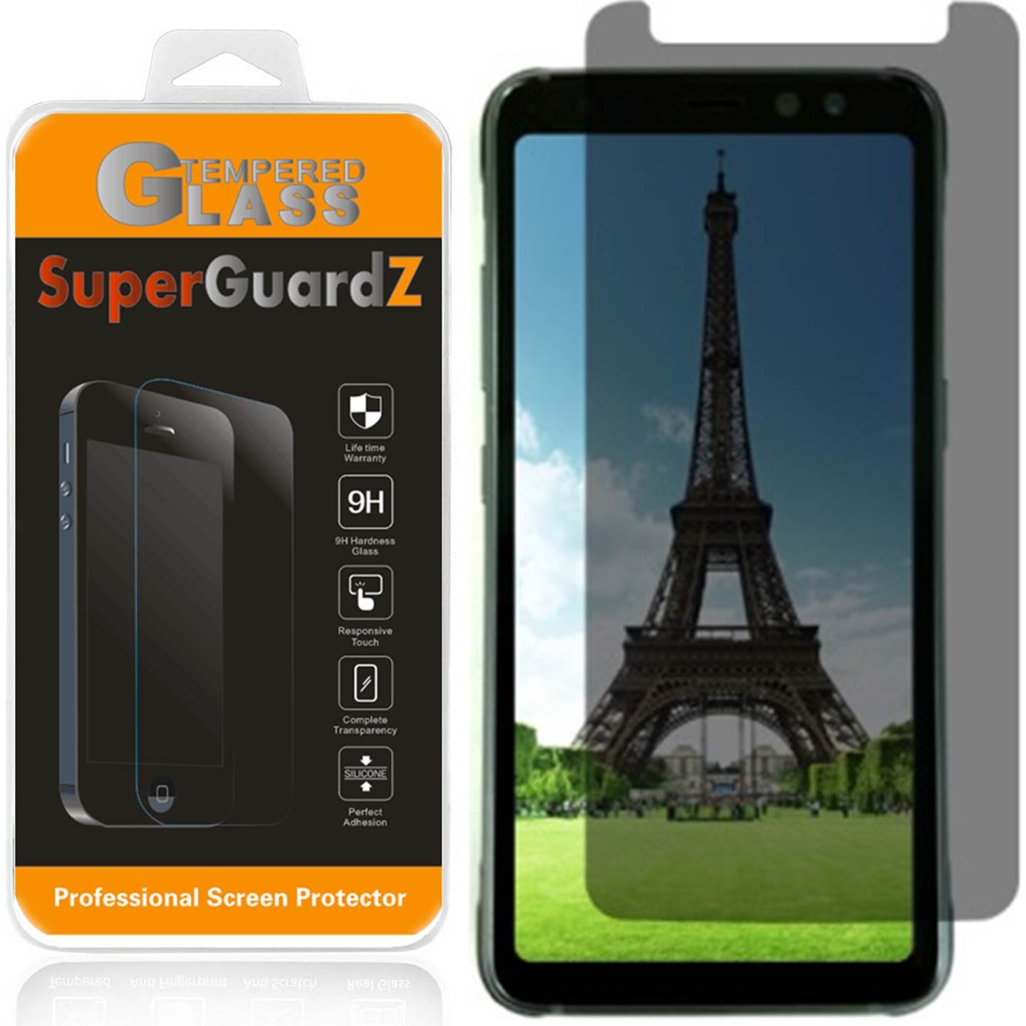 [2-Pack] for Samsung Galaxy S8 Active [NOT for Samsung S8 / S8+] Privacy Screen Protector Tempered Glass [Anti-Spy], SuperGuardZ, 9H Anti-Scratch, 2.5D Round Edge, Anti-Bubble [Lifetime Replacements]