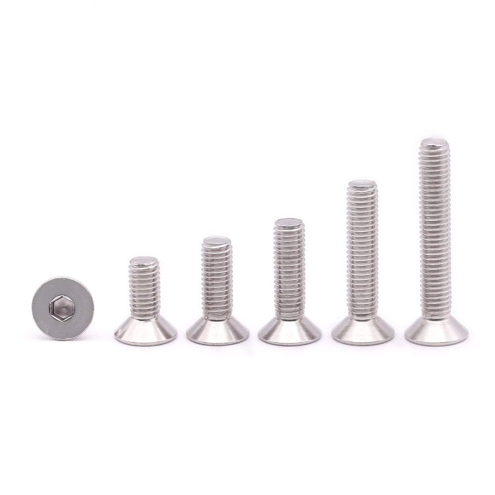 #10-24 x 3/4 inch Flat Head Socket Cap Screws 50 PCS, Countersunk Head, Allen Hex Drive, 304 Stainless Steel 18-8, Full Machine Thread, Bright Finish