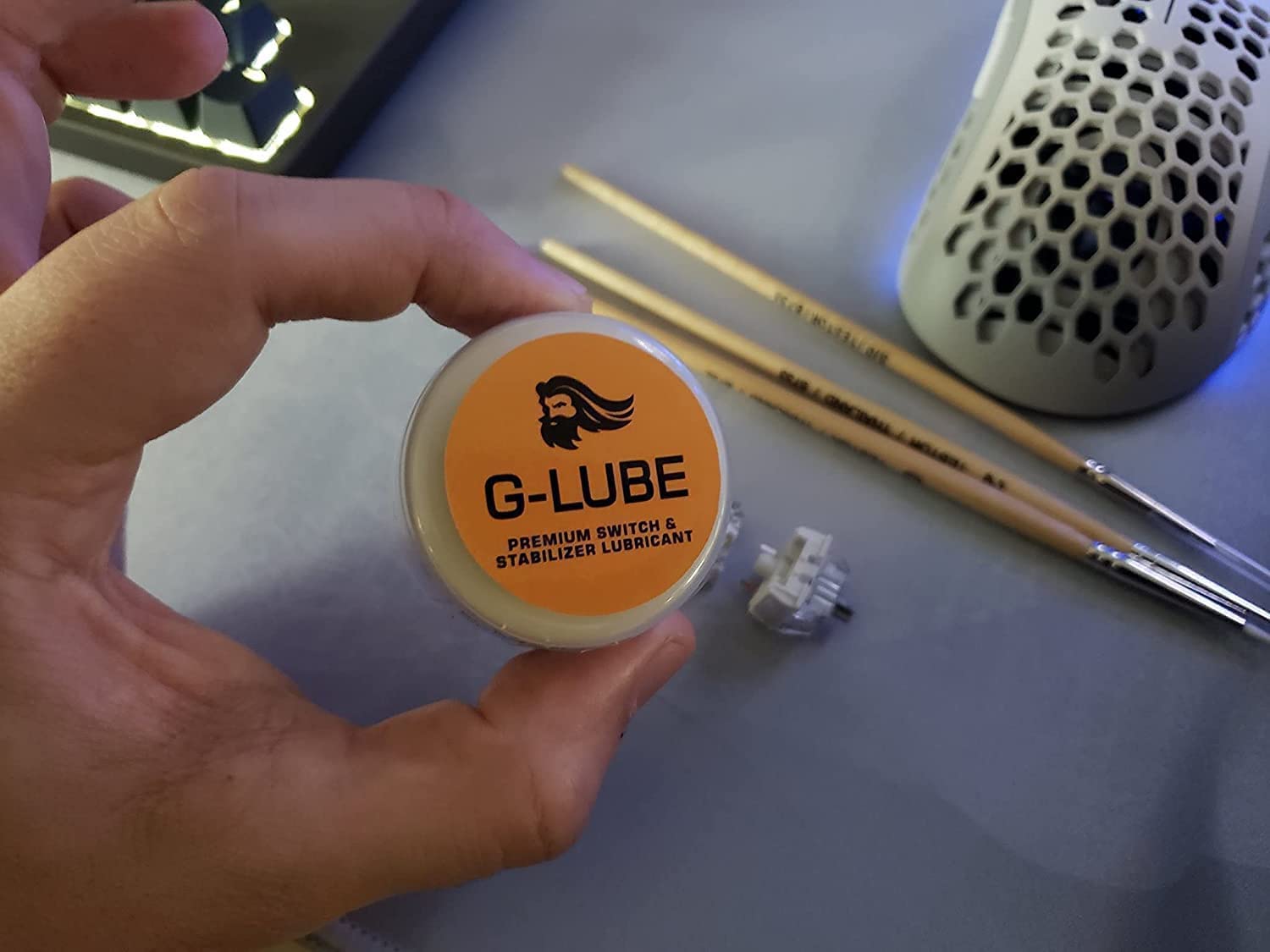 (Lubricant + Brush) G-Lube Glorious Switch Lubricant for Mechanical Keyboards and Stabilizers + Glorious Lube Brush for Mechanical Gaming Keyboard Switches and Stabilizers (Bundle)