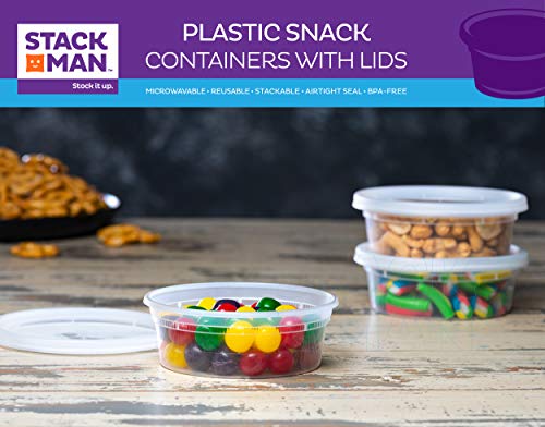 [48 Sets - 8 oz.] Plastic Containers with Lids - Slime Containers 8 oz - Small Containers with Lids