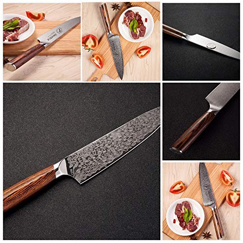 [8 Inch]Chef Knife,FANTECK Kitchen Knife Ultra Sharp Pro German High Carbon Stainless Steel Meat Sushi Fruit Vegetable Cutting Gyuto Cleaver Best Chef Knife[Gift Box]-Ergonomic Pakkawood Handle