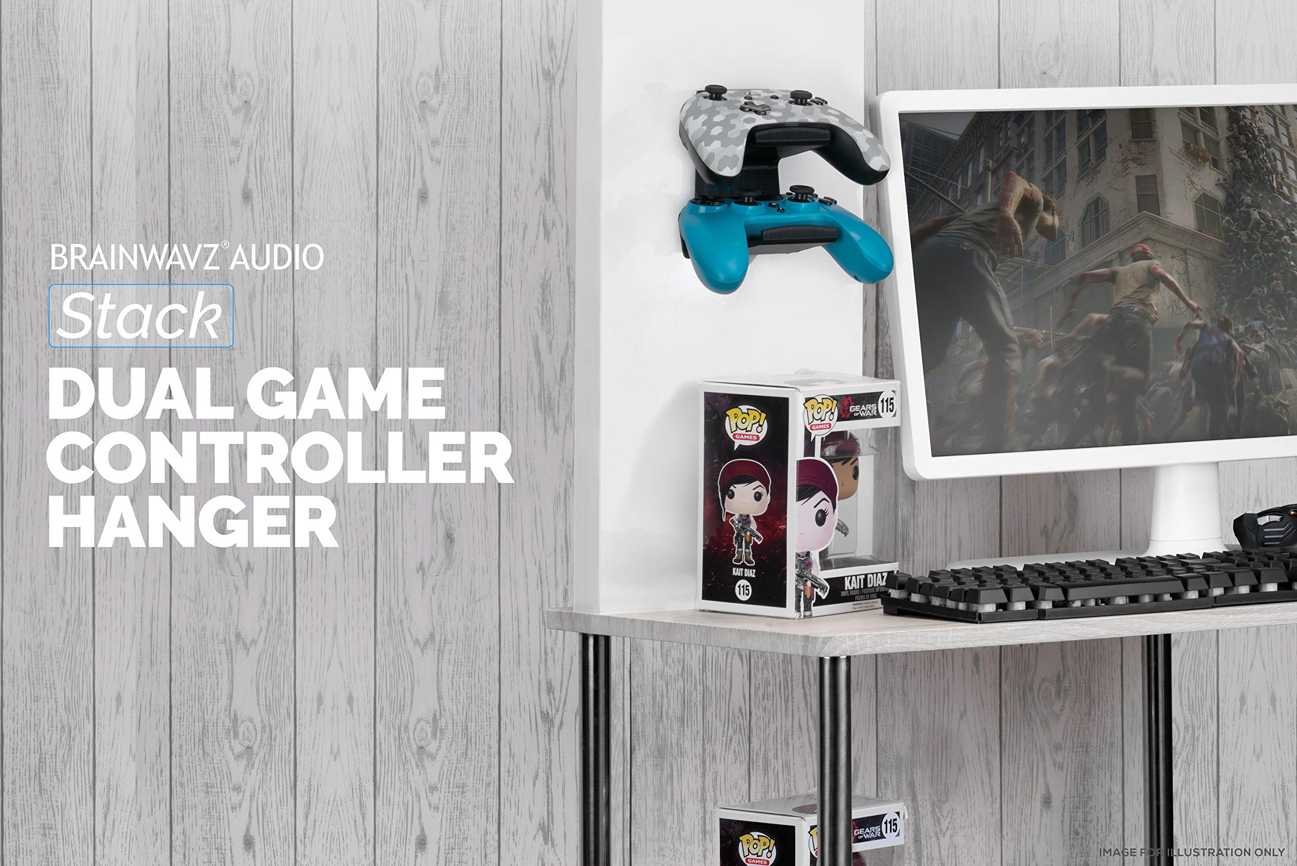 [EOL] The STACK - Dual Universal Game Controller Wall Mount Holder for XBOX ONE, SERIES X, PS5, PS4, PS3, SWITCH, STEELSERIES Gamepad & More, Stadium Seating, Looks Good & Organized No Screws [EOL]