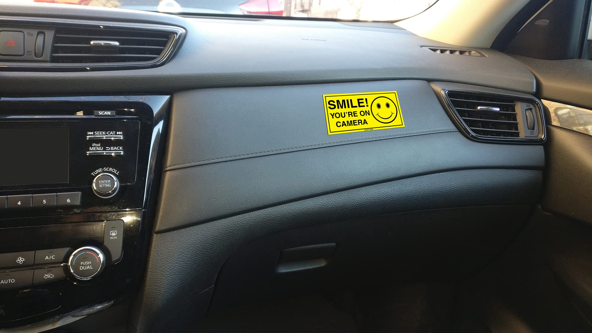 (Set of 6) Smile You're On Camera Sign - 2" x 4" - 4 Mil Vinyl - Laminated for Ultimate Protection & Durability - Self Adhesive Decal - UV Protected & Weatherproof - Heavy Duty