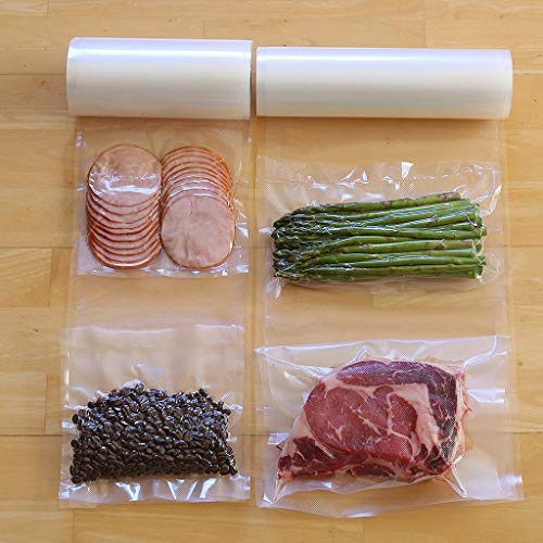 (Ship from US) Food Saver Vacuum Sealed Pockets,Cut to Size Roll,Storage Bags Rolls (2 rolls of 8" x 16.4'+2 rolls of 11" x16.4')
