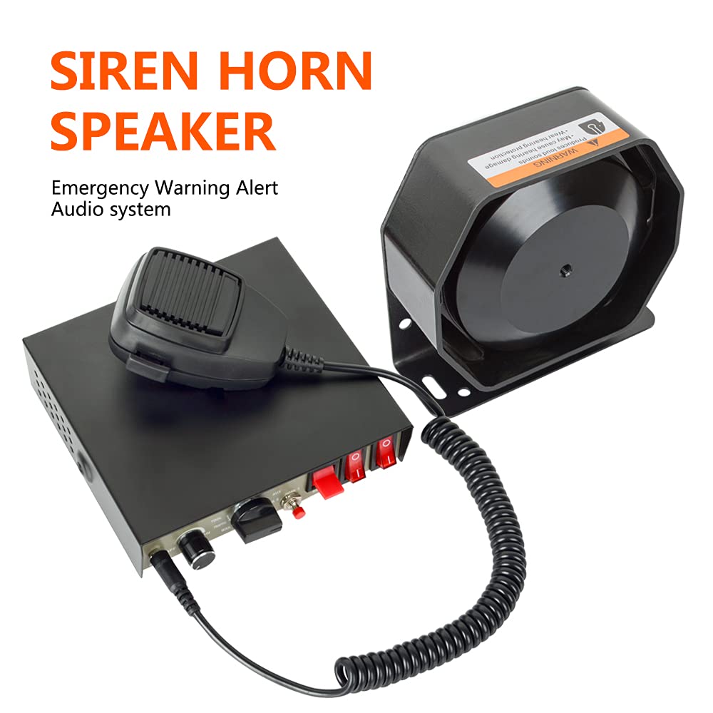 Car Siren Speaker Safego Police Siren Speaker Car Pa System, Dc12v 200w 9 Tones Wired Handheld Microphone Loudspeaker Emergency Siren Electronic
