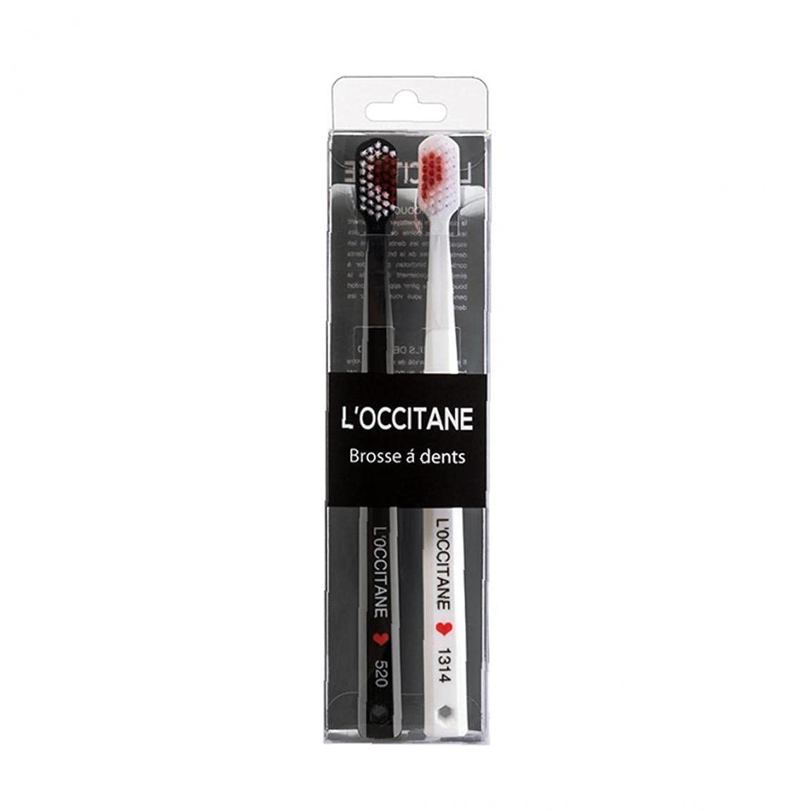 TOSSPER 2pcs/Set Couple Toothbrush, Black White Color Simple Adult Soft Hair Heart-Shaped Pattern Toothbrush for Outdoot Travle