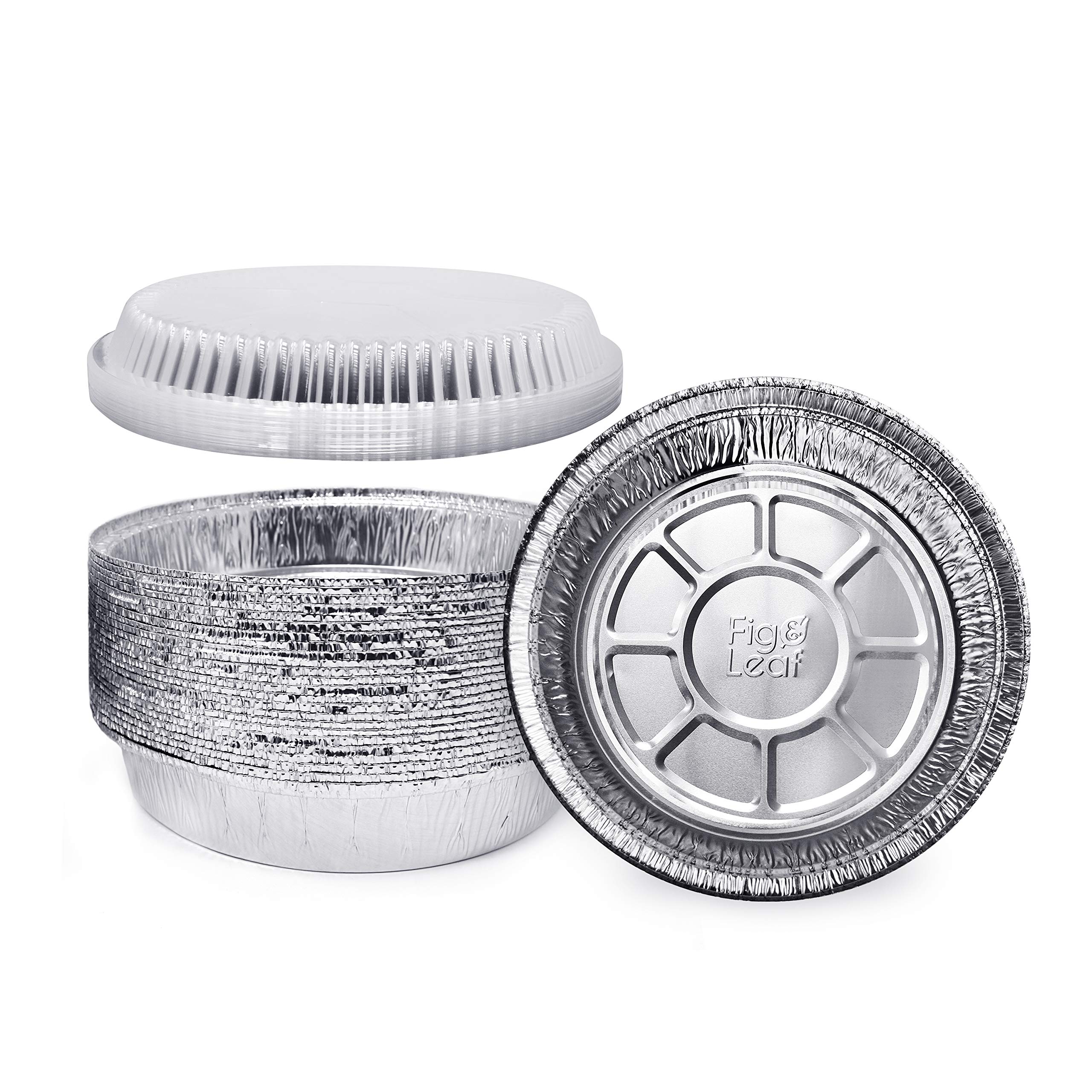 (60 Pack) Premium 7-Inch Round Foil Pans with Plastic Dome Lids l Heavy Duty l Disposable Aluminum Tin for Roasting, Baking, or Cooking