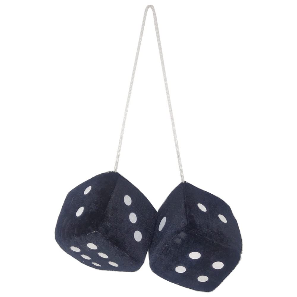 [4 DICE 2 Pack] Retro Hanging Dice for Car Mirror Black and White (Nostalgic 80’s Fuzzy Car Dice for Mirror) Plush Car Accessories (Set of 2)