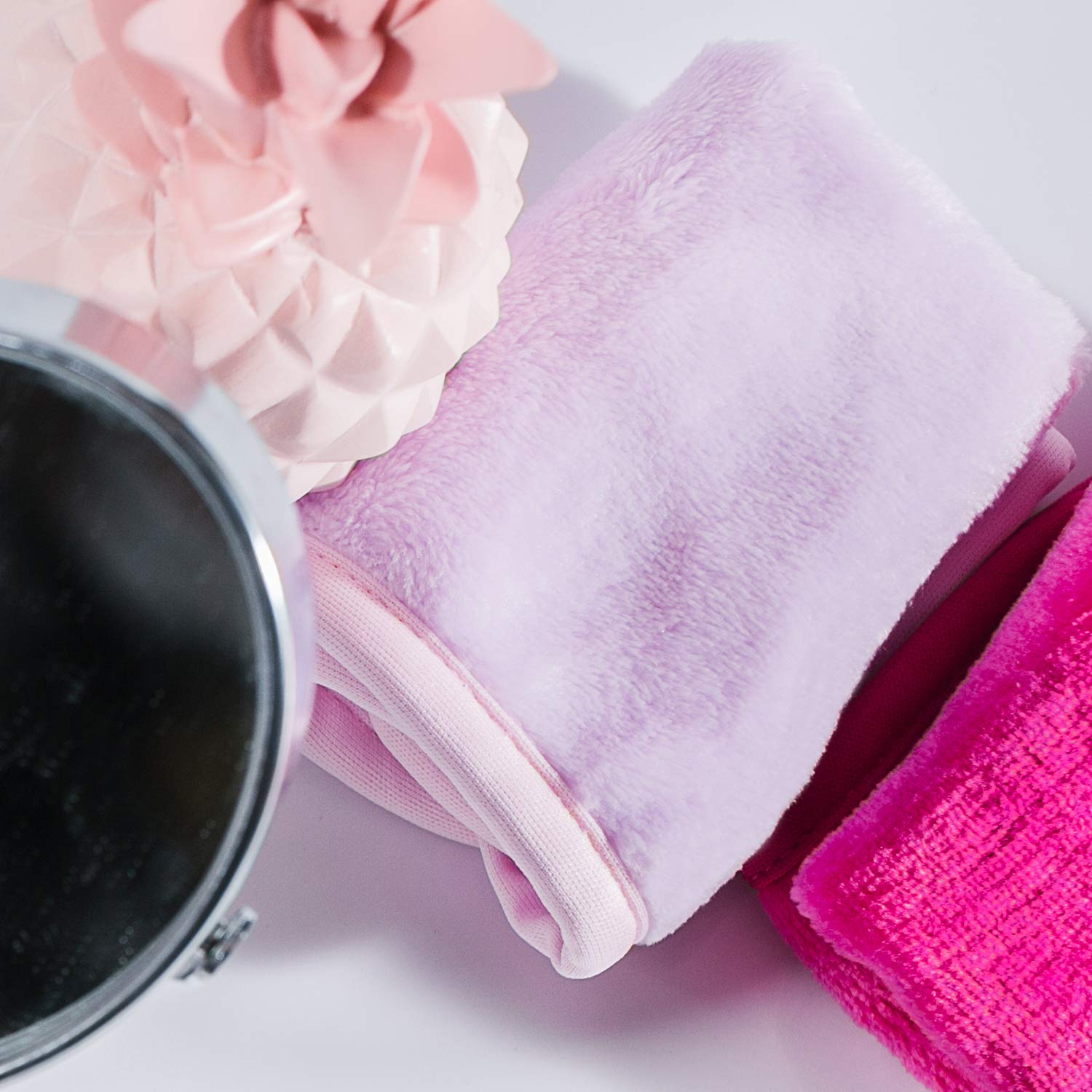 [4 Pack] Microfiber Fleece Makeup Remover Cloths (8x8 inch) for Face, Ultra Soft Chemical Free Reusable Facial Cleaning Towel for All Skin Types