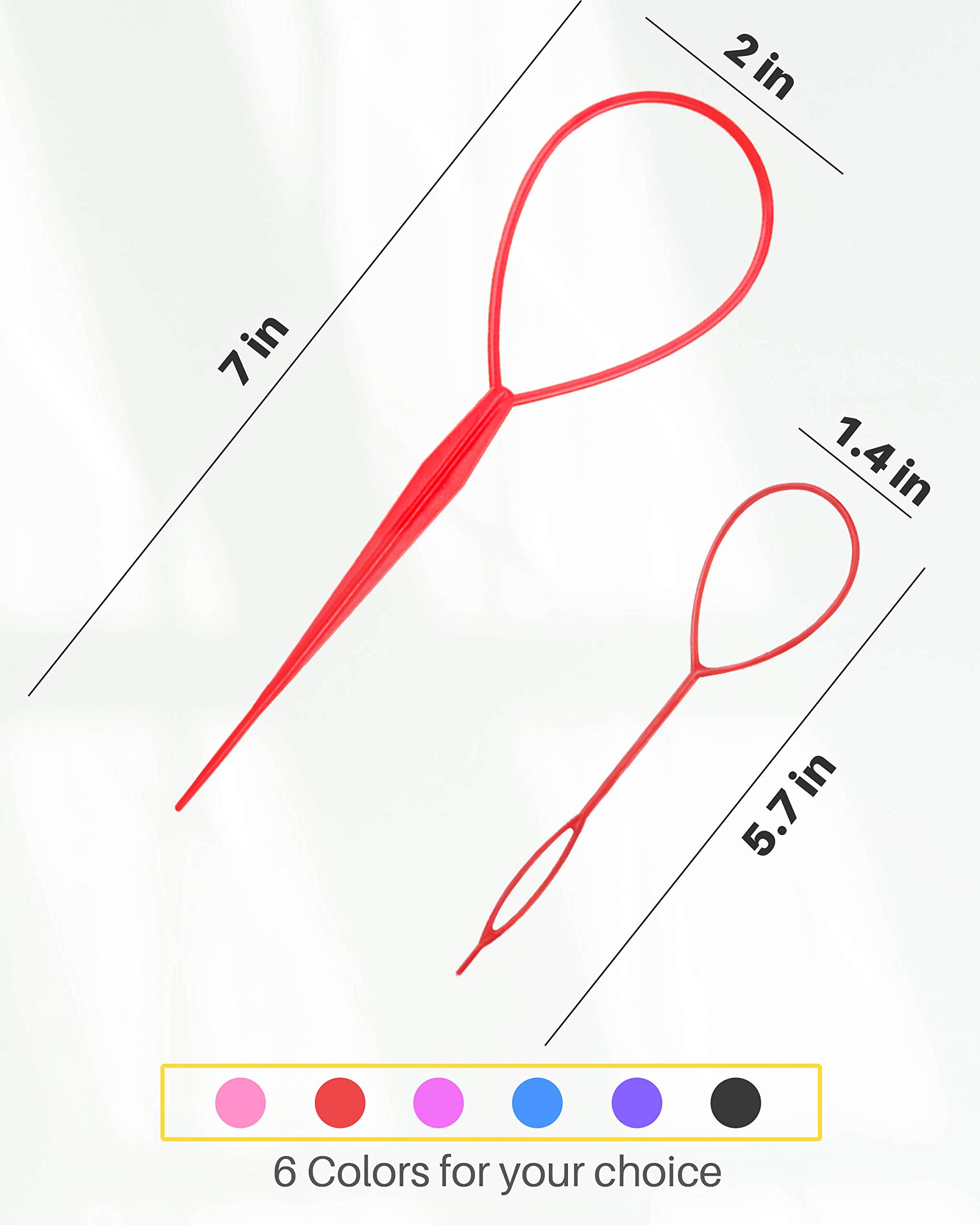 Topsy Tail Hair Tool for Women with 100 Colorful Hair Elastics, 12 Pcs Pull-Through Hair Accessories for Girls by MoHern