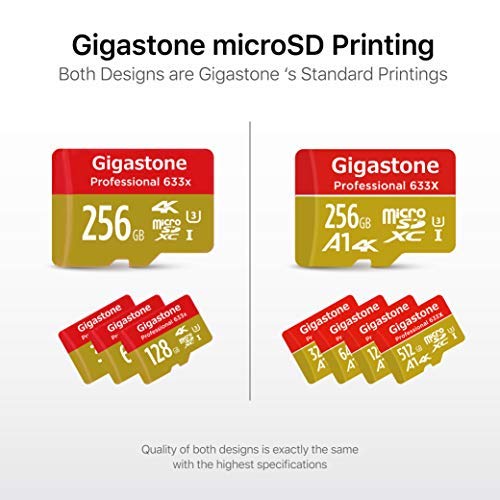 [5-Yrs Free Data Recovery] GIGASTONE 256GB 2-Pack Micro SD Card, 4K Game Pro, A2 V30 MicroSDXC Memory Card for Nintendo-Switch, 4K UHD Video, Up to 100/60 MB/s, UHS-I U3 C10 with Adapter