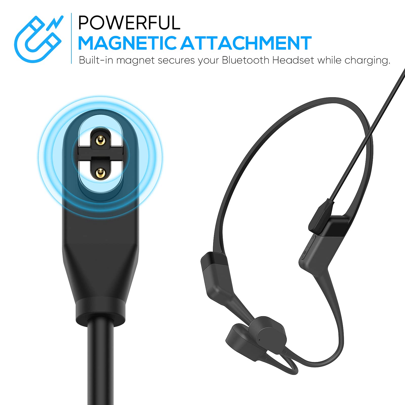 Charging Cable Replacement for AfterShokz Aeropex AS800 & Shokz OpenRun Pro & OpenRun & OpenRun Mini & OpenComm, USB Charger Cord for AfterShokz Aeropex Bone Conduction Headphones