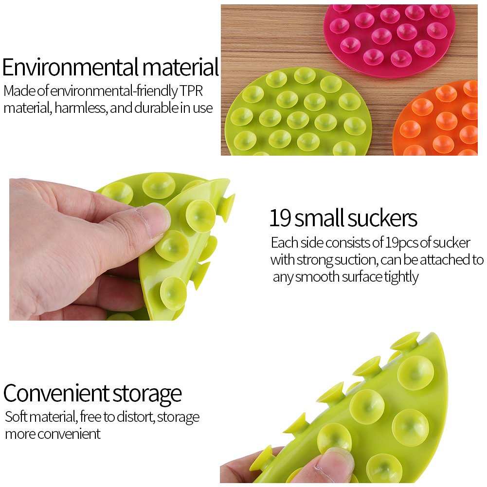 (Pack of 2) Creative Children's Tableware Sucker Baby Kids Magic Suction Mat Portable Double-Sided Suckers Anti-Slip Plate Bowl Cutlery Placemat(Rose Red)