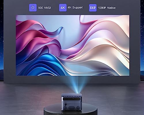 [Auto Focus/Keystone] 4K Projector with WiFi 6 and Bluetooth 5.2, 500 ANSI Lumens WiMiUS P64 Native 1080P Outdoor Movie Proyector, 50% Zoom, Home Projector Compatible with iOS/Android/HDMI/TV Stick