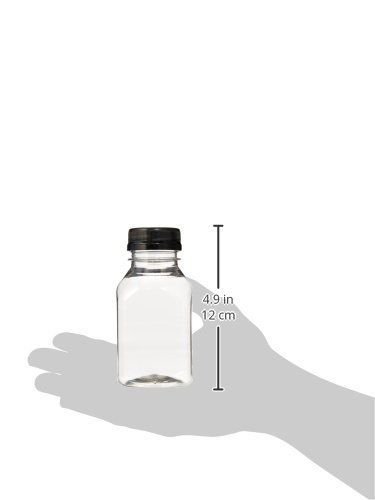 (6) 8 oz. Clear Food Grade Plastic Juice Bottles with Tamper Evident Caps 6/pack (8 oz., White Lids)