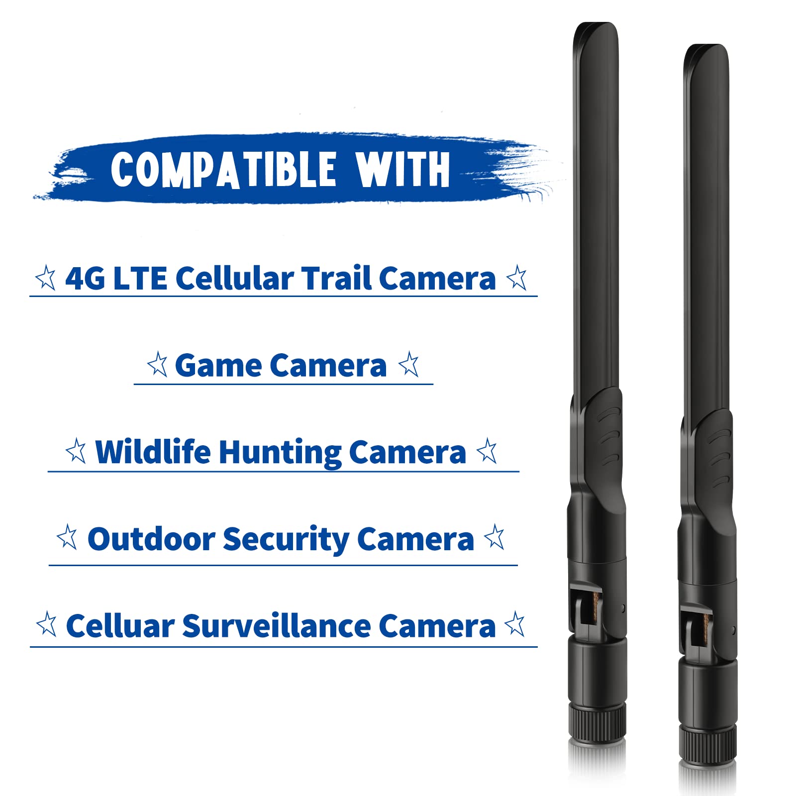 Bingfu 4G LTE Cellular Trail Camera Antenna 8dBi RP-SMA Male Antenna (2-Pack) Compatible with Spypoint Link Micro Solar EVO Link S Dark Wildlife Hunting Game Cam Outdoor Mobile Security Camera