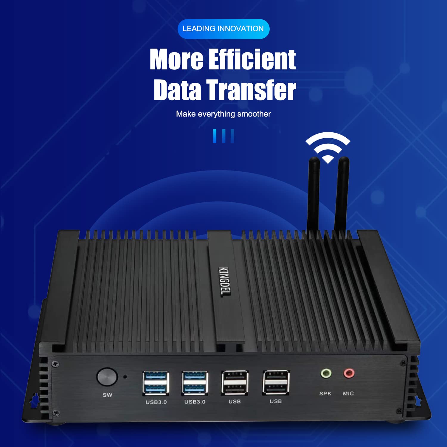 KINGDEL 4k HTPC Mini PC, i5 CPU Office Fanless Computer, 8GB RAM, 128GB SSD, HD Graphics 4400, 6xCOM RS232, 4xUSB 3.0, 2xNICs, 2xHD Ports, Metal Case