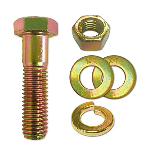 (8 Sets) 3/8-16x2 Grade 8 Hex Cap Bolts Screws, Nuts, Flat & Lock Washers Yellow