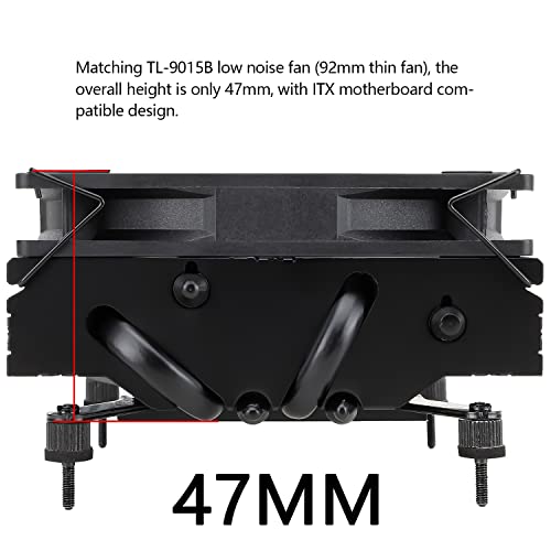 Thermalright AXP90 X47 Black Low Profile CPU Cooler, with 92mm TL-9015B Slim PWM Fan, ITX CPU Cooler, AGHP Technology, 47mm Height,for AMD AM4 AM5/Intel 1150/1151/1155/1156/1200/1700(AXP90 X47 Black)