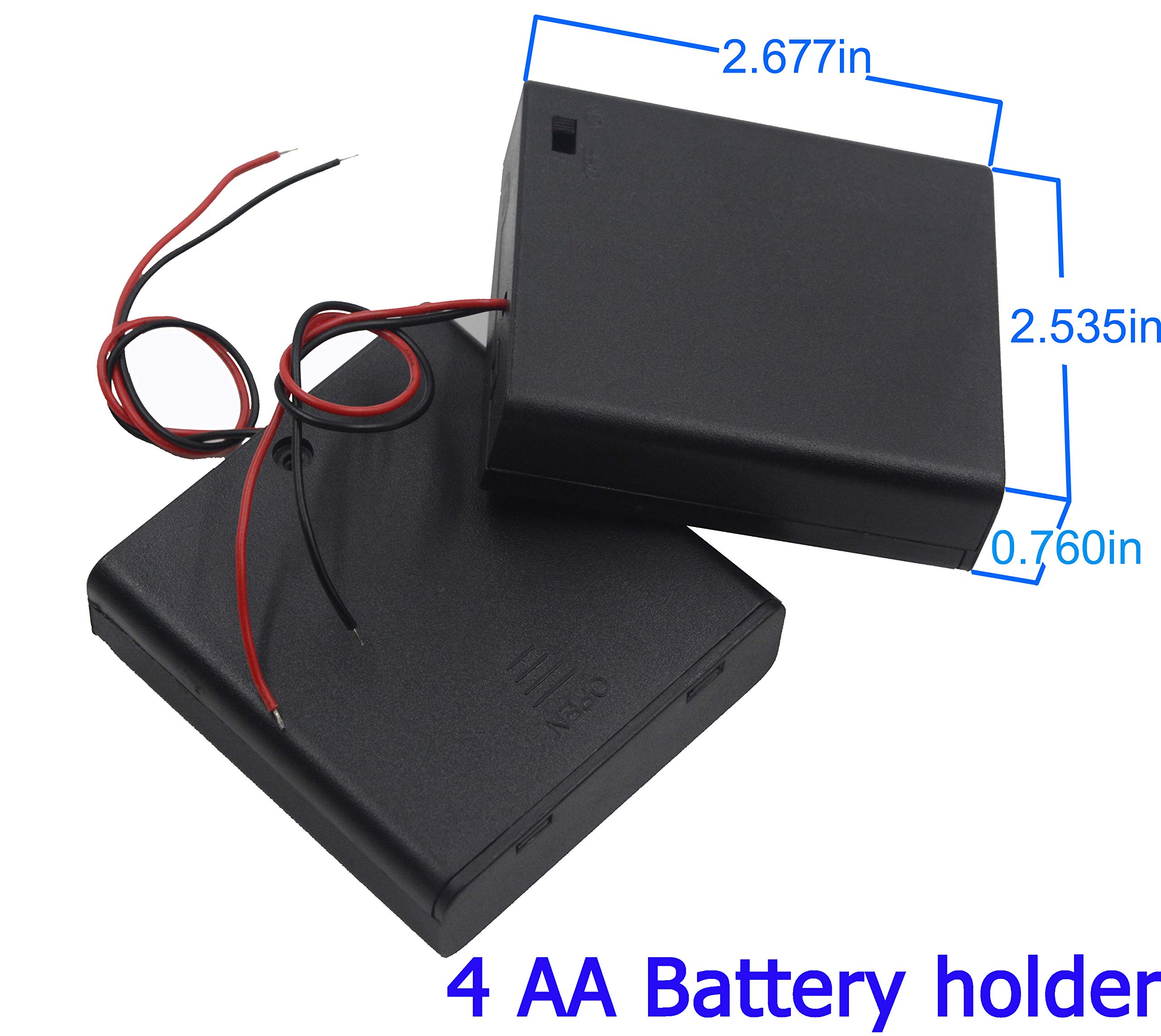 (Pack of 8)AA Battery Holder with Switch and Cover: 2PC Single AA Battery Holder with Cover, 2PC 2 AA Battery Holder with Switch, 2PC 3 AA Battery Holder, 2PC 4 AA Battery Holder with Leads and Wires