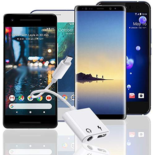 [Galaxy S8 Audio Adapter] 2in1 Type C/USB-C to 3.5mm Headphone Jack DAC Audio Converter and Charger Adapter Cable for Samsung Galaxy S8 Smartphone