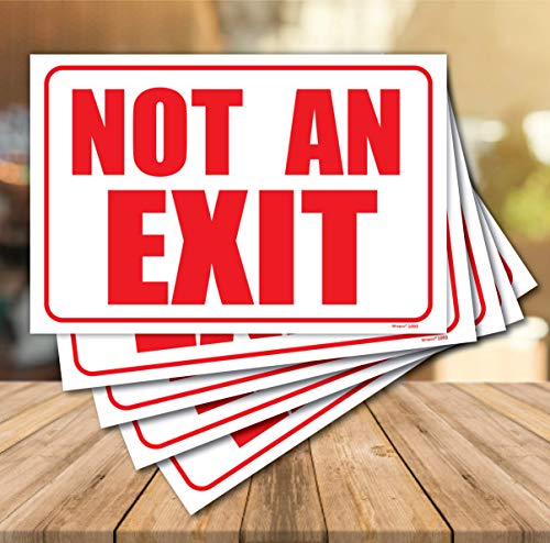 (5 Pack) Not an Exit Signs for Business 10"x7" Self Adhesive No Exit Sign for Door, Office, and Business.