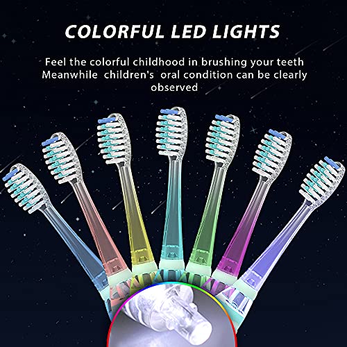 Kids Electric Toothbrushes,Sonic Battery Powered Tooth Brush with Smart Timer,Waterproof Deep Clean for Children and Toddlers Age 3+,Travel with 3 Soft Brush Heads,Cute Colorful LED Light (Green)