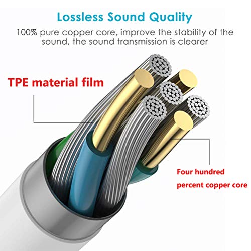 [2 in 1] Headphone Adapter for iPhone,3.5mm Jack Dongle Aux Audio Charger Splitter,Compatible with iPhone13/12/SE/XR/XS/X/8/8Plus/7/7 Plus Audio Earphone Adaptor Support All iOS System，White