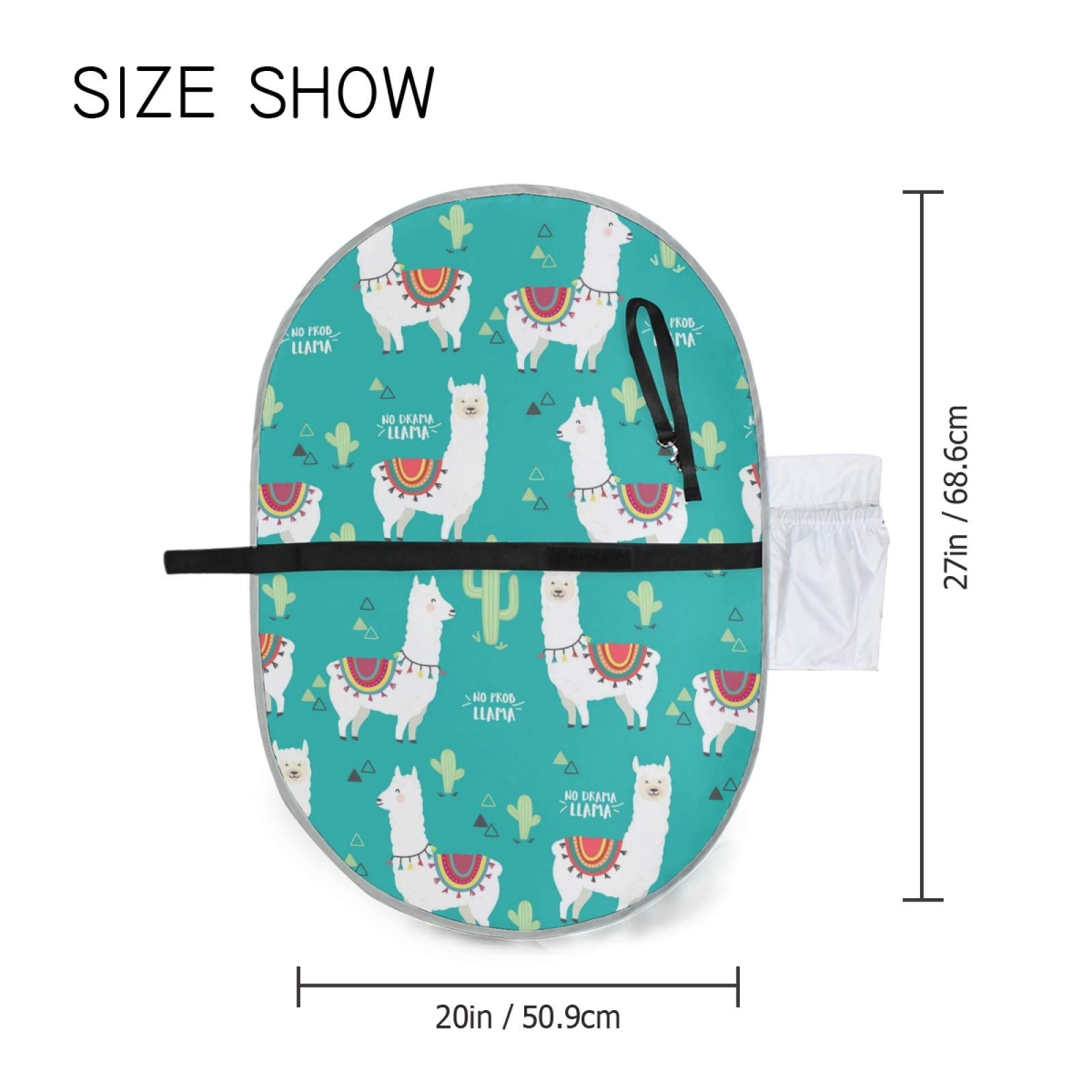 Llama Alpaca Baby Changing Pad, Portable Diaper Changing Pad, Diaper Bag Mat, Foldable Travel Changing Station | Stroller Strap,Side Pocket for Wipes Diaper