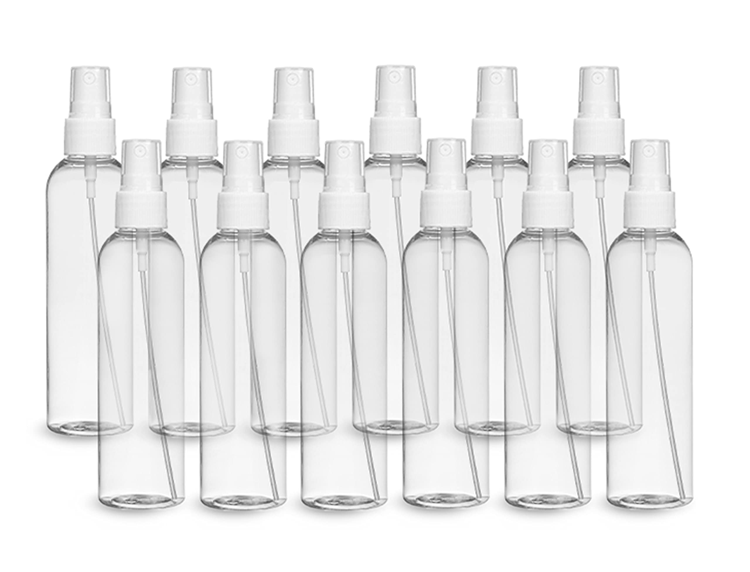 ljdeals 4 oz Spray Bottles, Clear Plastic, Fine Mist Sprayer Bottles for Essential Oils, Perfumes, Travel,12 pack, Made in USA