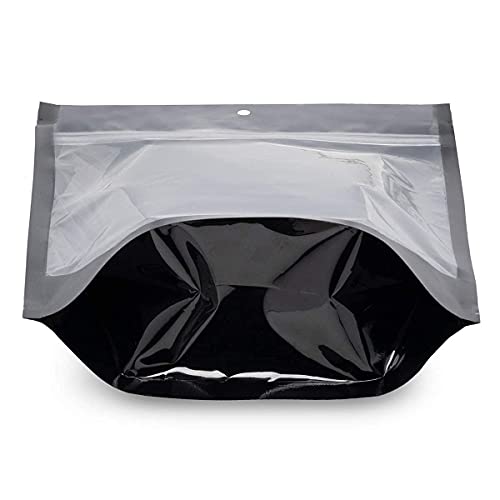 100 pcs Clear Front/Black Back 7.5" x 11.5" x 3.5" Stand Up Pouch Ziplock Mylar Smell Proof Bags