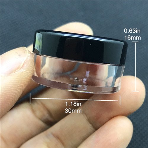 (50 Pieces, Black Lid) 5gram/5ml Round Clear Container Jars with Black Screw Cap Lids for Lip Balms, Makeup Samples Makeup Eye Shadow Nails Powder Jewelry - BPA Free