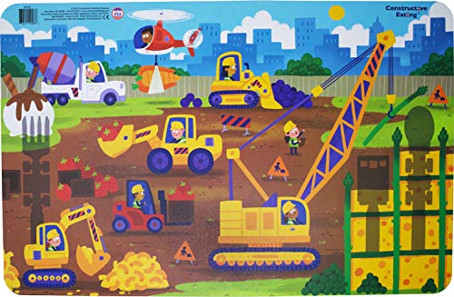 Constructive Eating Made in USA Construction Placemat for Toddlers, Infants, Babies and Kids - Made with Materials Tested for Safety