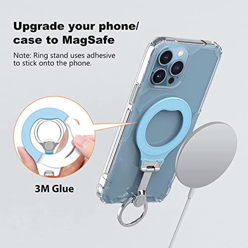 [3-in-1] Cell Phone Ring Holder Stand, 360 Degree Rotation Finger Ring Kickstand with [2X Nylon Phone Lanyard],Compatible with iPhone 13 12 11, Galaxy, Google Pixel and Other Android Phone, Blue