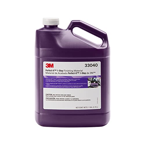 3M Perfect It 1 Step Finishing Material, 33040, Rubbing Compound, Machine Polish, Surface Buffing, 1 Gallon, 4/Caseโ, Purple