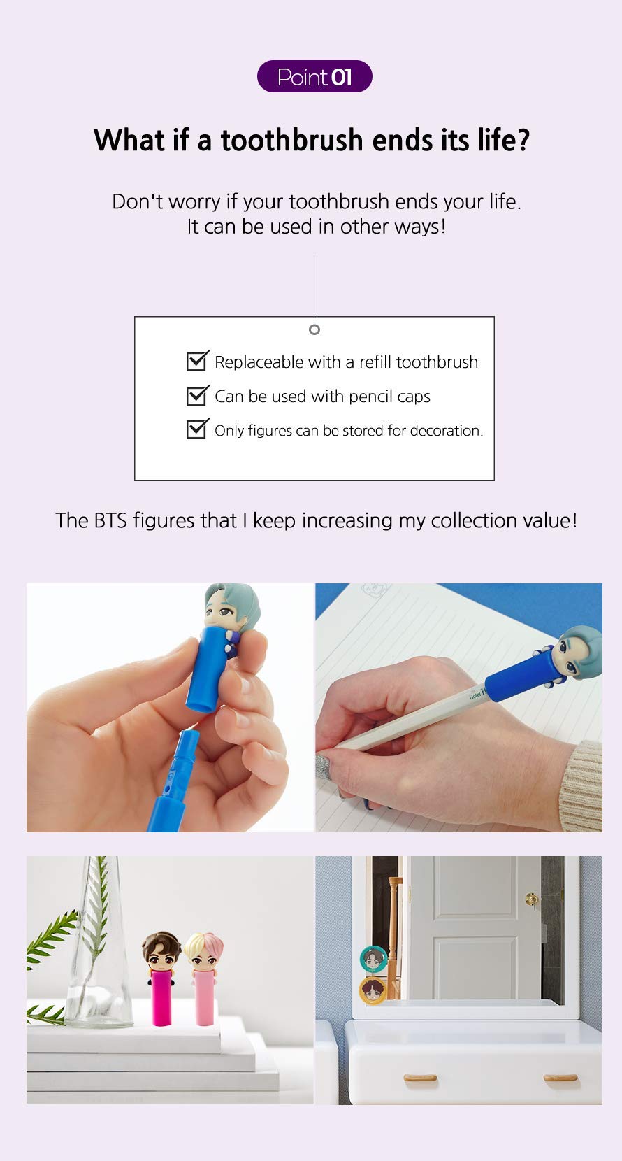 [BTS Official Merchandise] Fans Gift - K-Pop Idols Goods - BTS Character Figure Toothbrush with Convenient Magnetic Holder (RM)