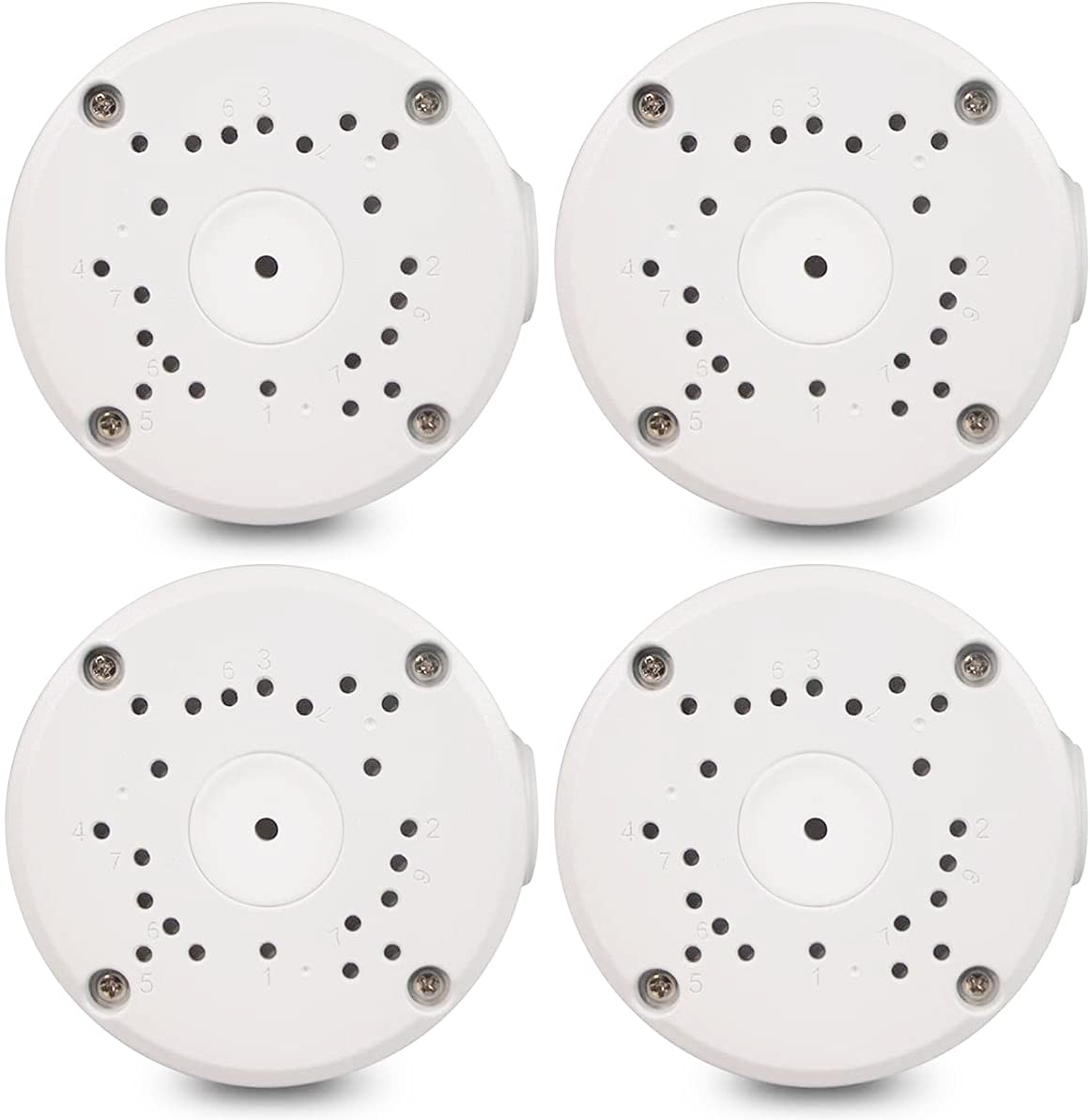 (Metal Aluminum & Waterproof) Junction Box Mount Bracket, Universal for Bullet Security Camera, Aluminum Waterproof Hide Cable Junction Box Compatible with Solar Panel, Fits Wall Ceiling (4pcs)