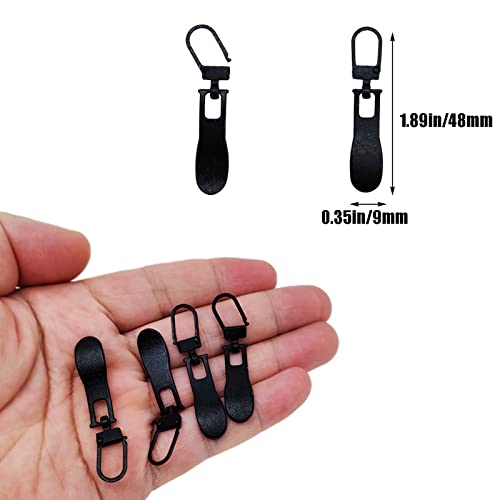 10 PCS Zipper Pull Replacement Metal Fix Zip Puller Detachable Zipper Pull Tab for Luggage Jacket Bag Backpack Purse (Black)